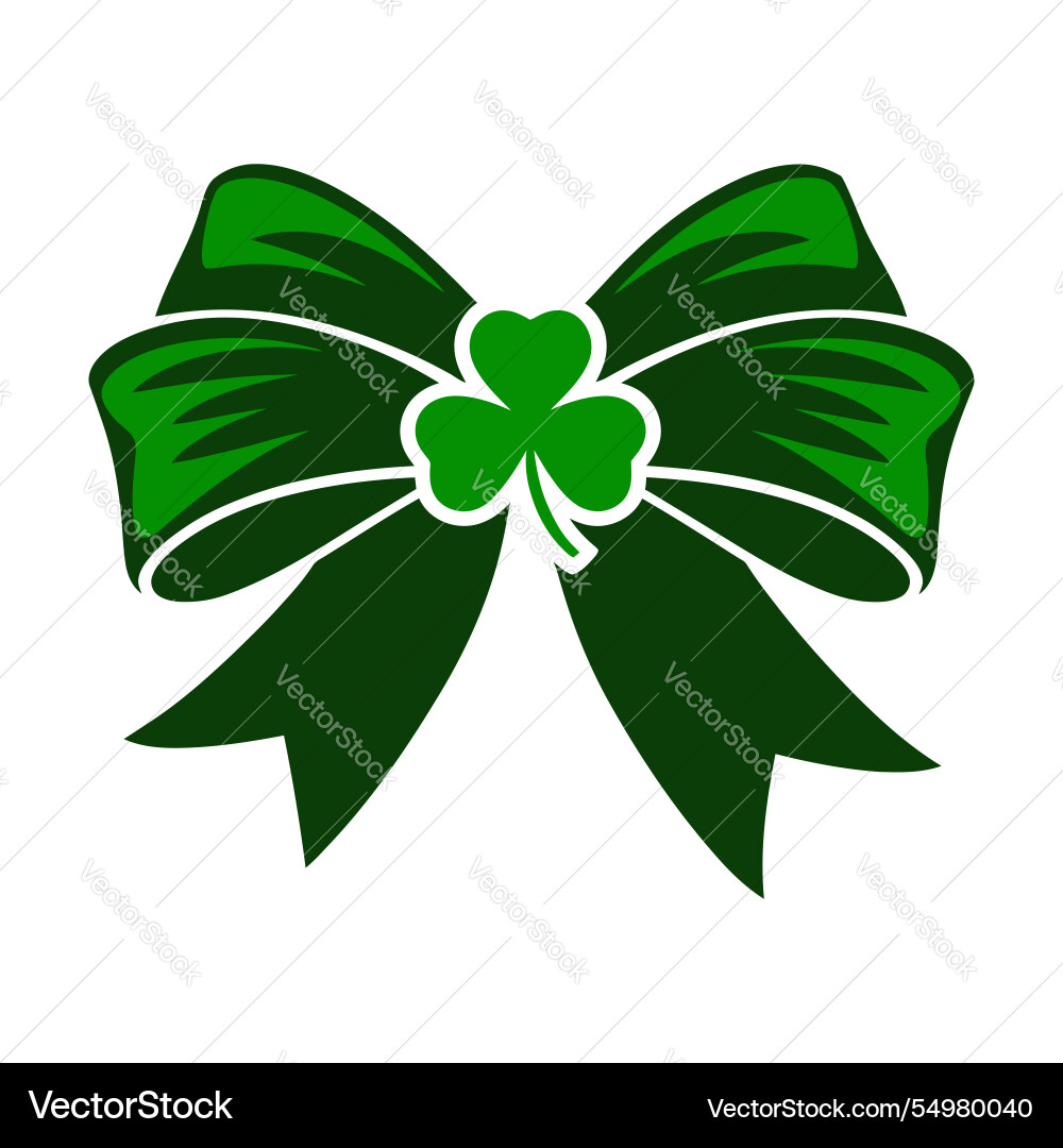 Green bow with shamrock st patricks day Royalty Free Vector