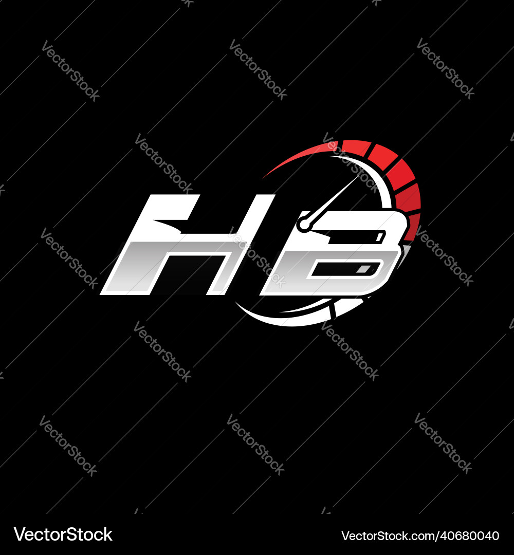 Hb logo letter speed meter racing style Royalty Free Vector
