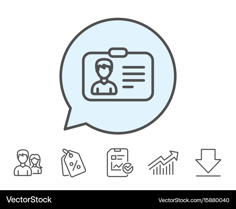 Id card line icon user profile sign Royalty Free Vector