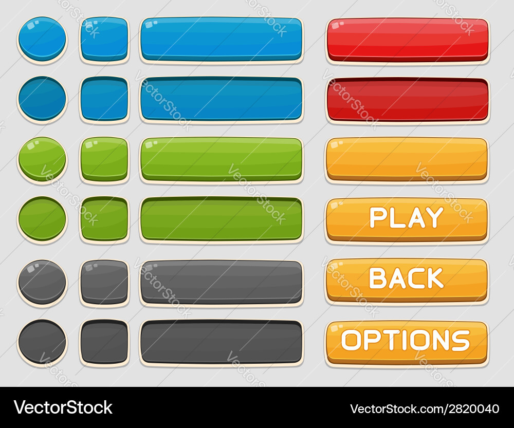 Interface buttons set for games or apps Royalty Free Vector