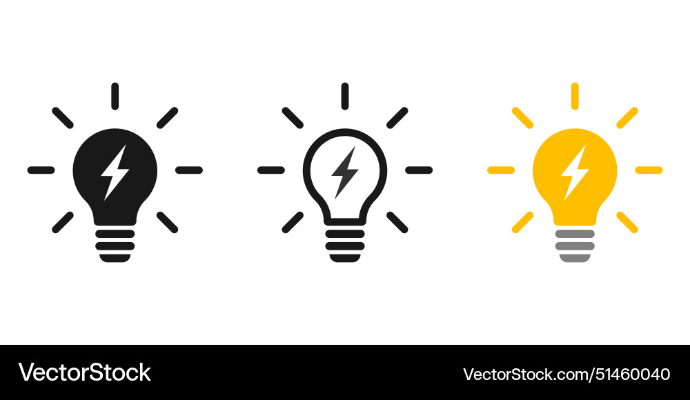 Lightning in light bulb icon or symbol Royalty Free Vector