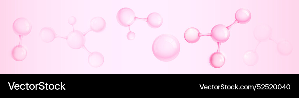 Molecules inside bubbles on blue background Vector Image