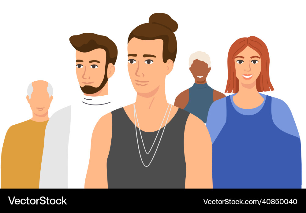 Multiethnic group of people standing together Vector Image