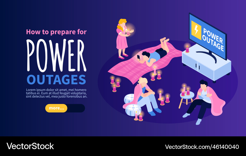 Power outage horizontal banner Royalty Free Vector Image