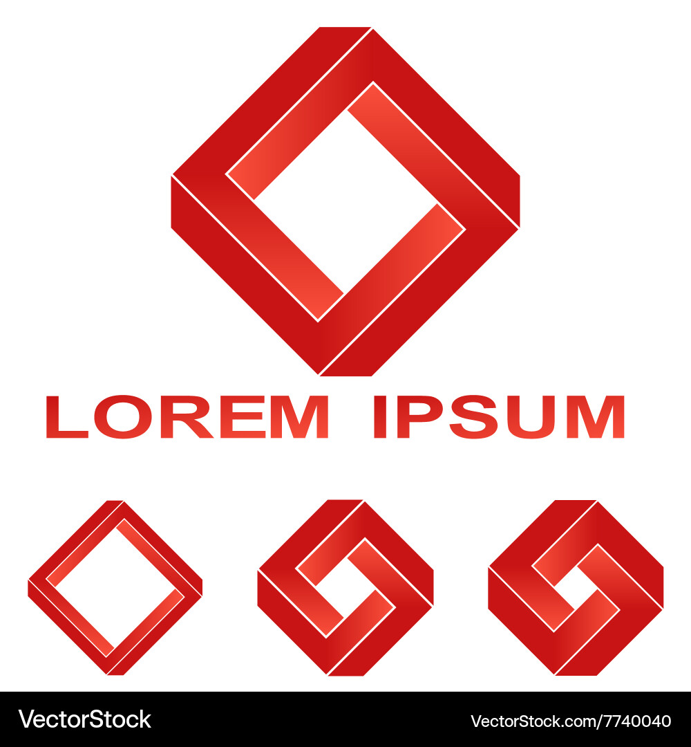 Red penrose rectangle technology symbol set Vector Image