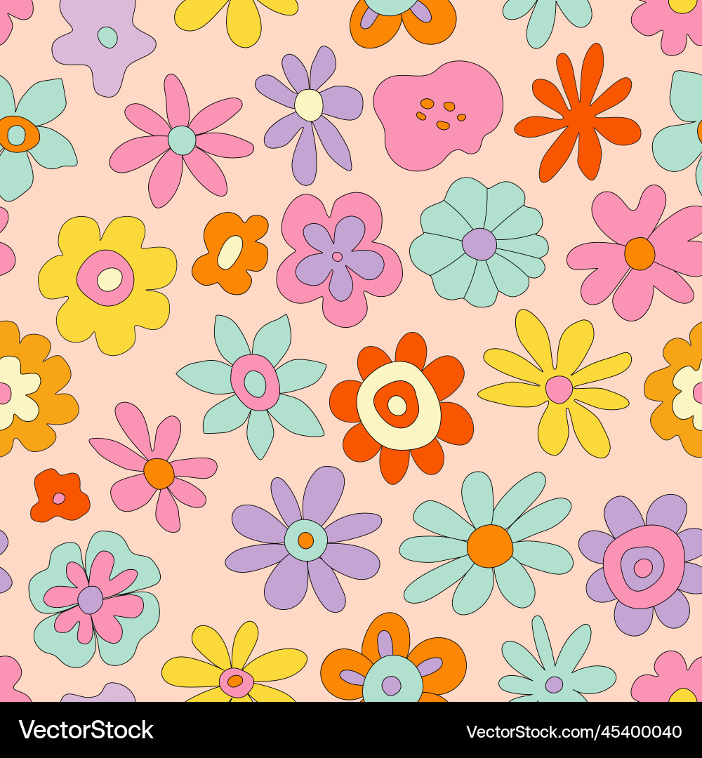 Retro Flower Pattern - Psychedelic Royalty Free Vector Image