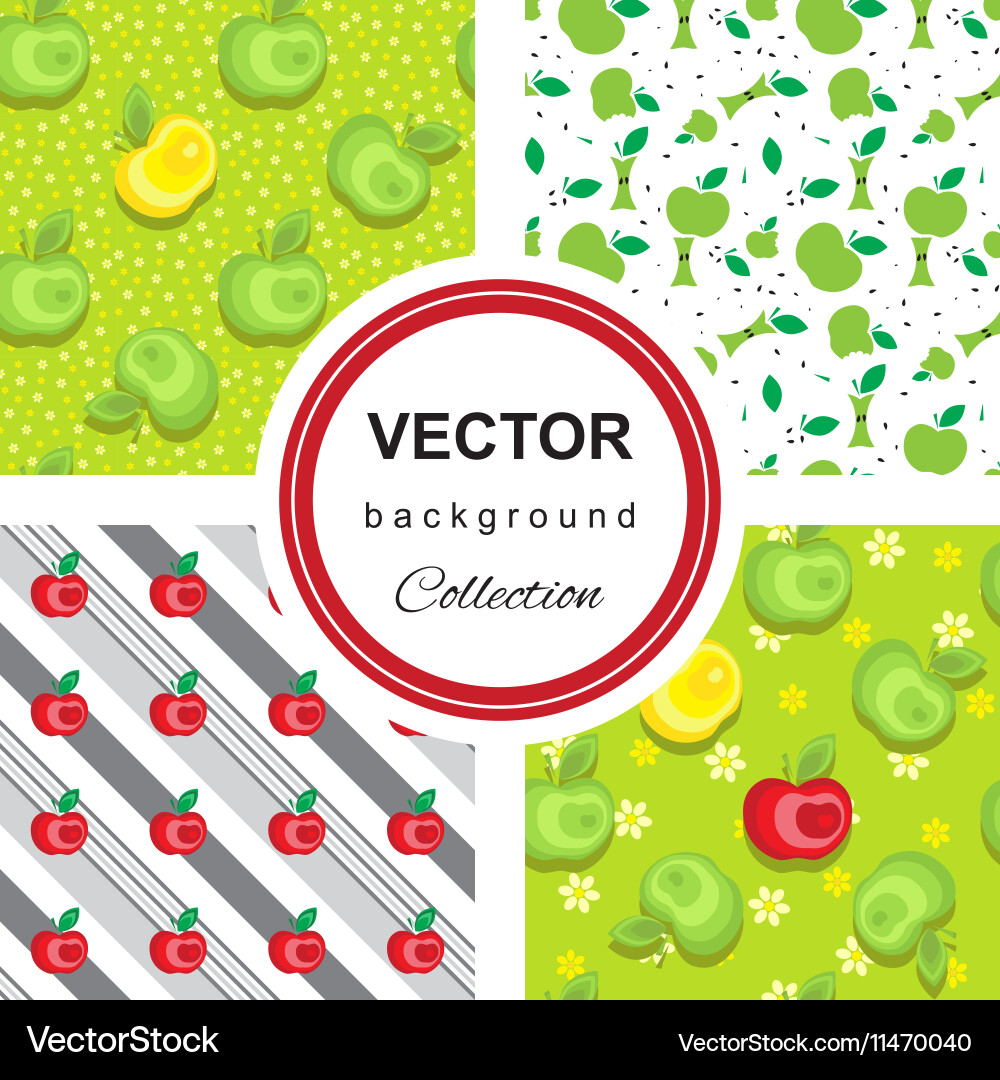 Seamless apple background pattern collection Vector Image
