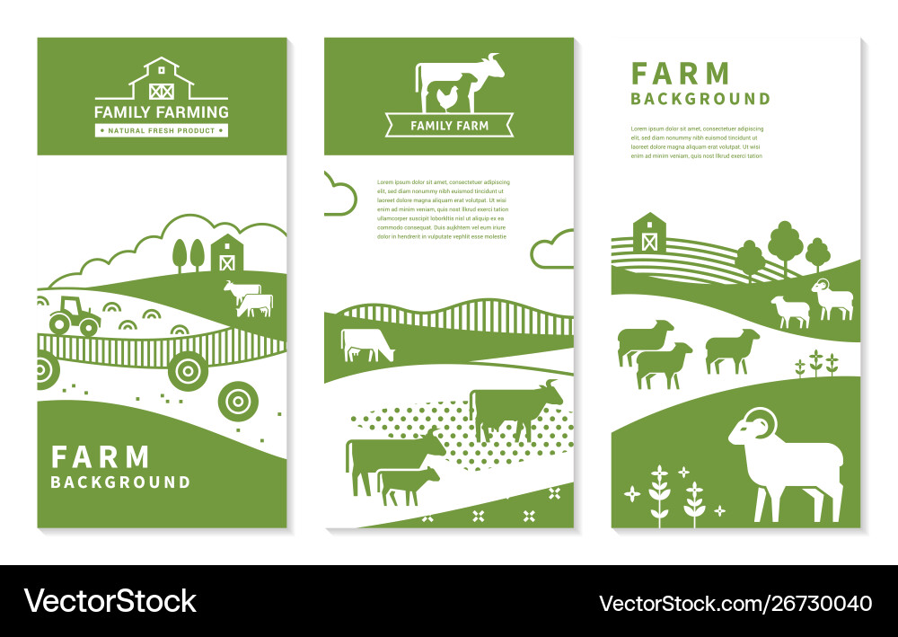 Set banners on rural themes farm Royalty Free Vector Image