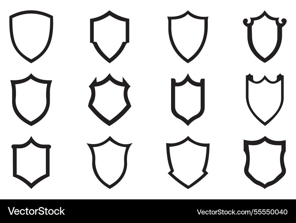 Shield outline silhouette Royalty Free Vector Image