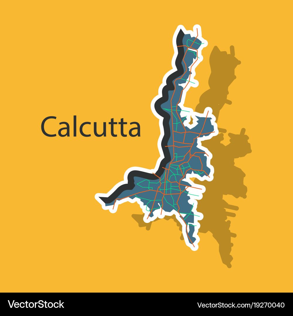 Sticker calcutta map city with borders Royalty Free Vector