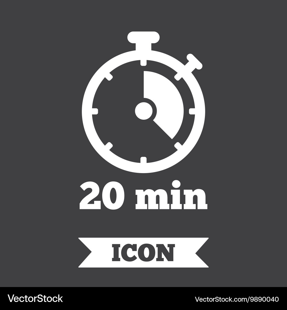 Stopwatch Timer Icon - 20 Minutes Royalty Free Vector Image