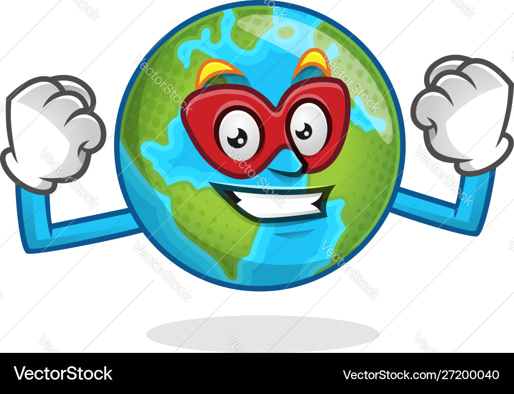 Superhero earth mascot character Royalty Free Vector Image