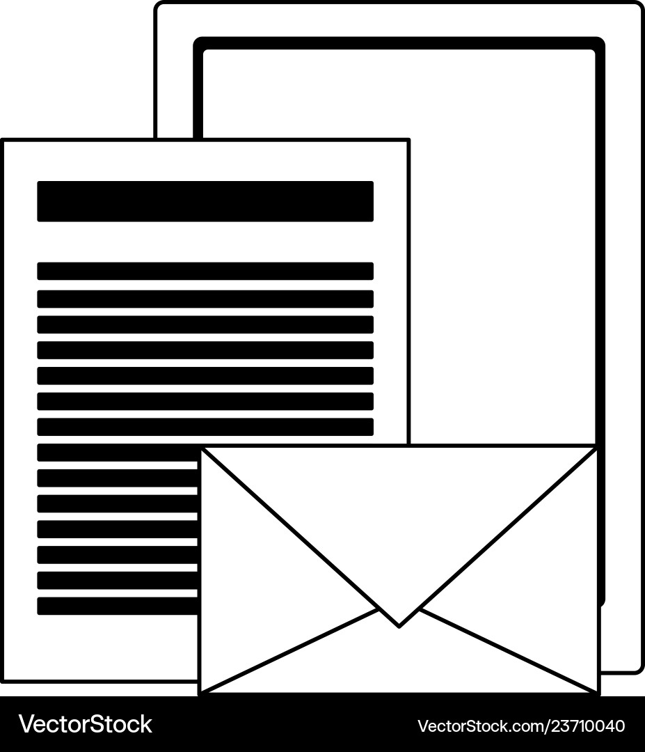 Tablet with email and document symbol black Vector Image