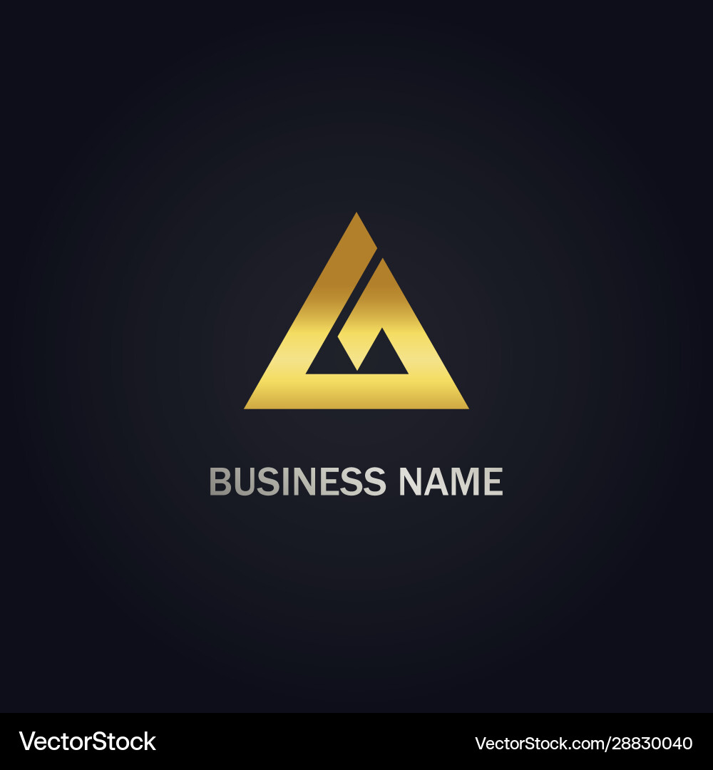 Triangle pyramid delta company gold logo Vector Image