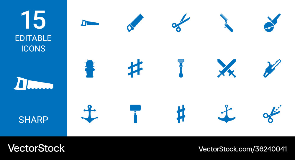 15 sharp icons Royalty Free Vector Image - VectorStock