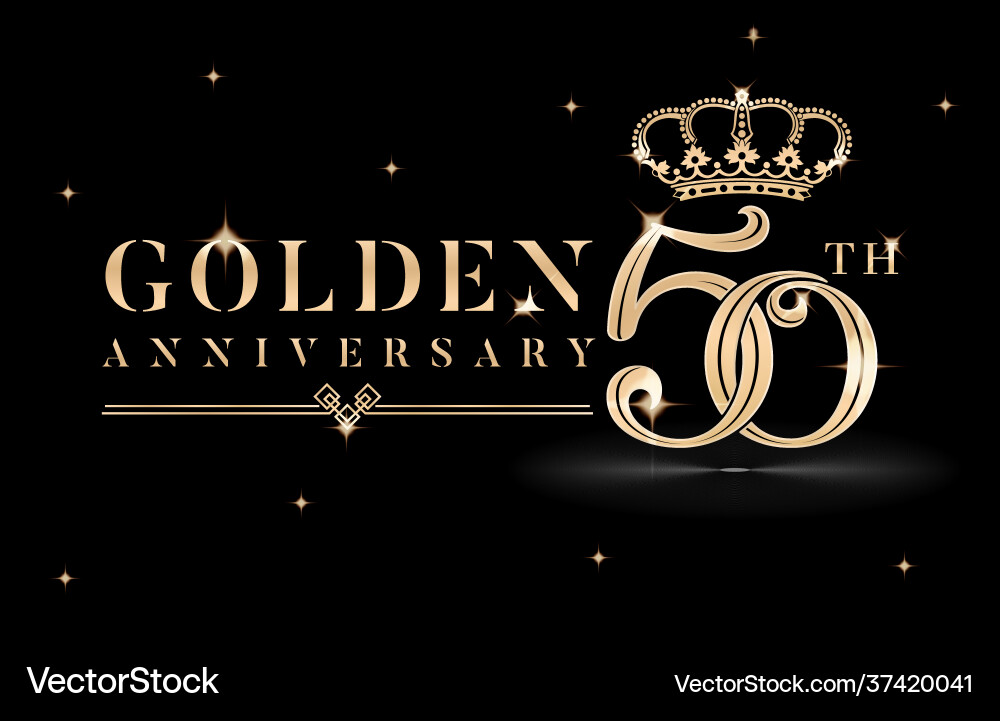 50th golden anniversary symbol with crown Vector Image