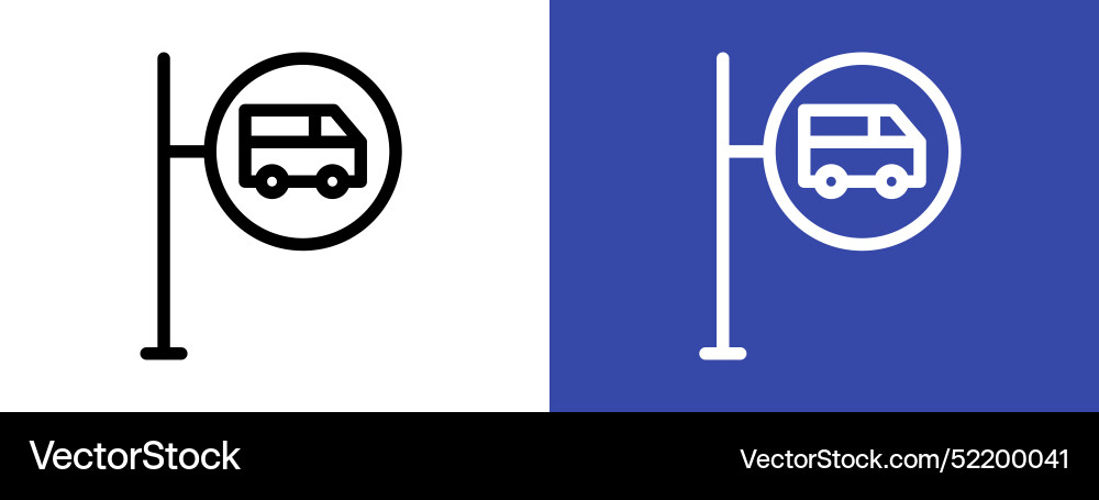 Bus sign icon logo set outline Royalty Free Vector Image