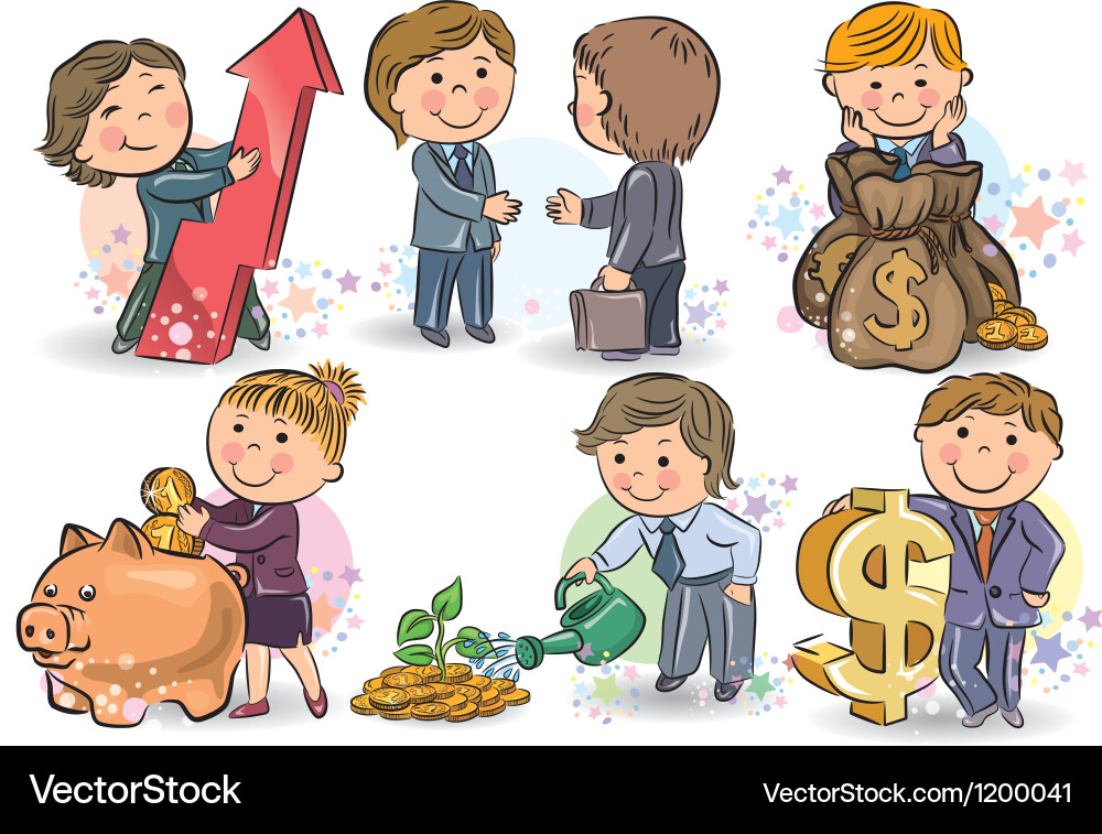 Business kids Royalty Free Vector Image - VectorStock