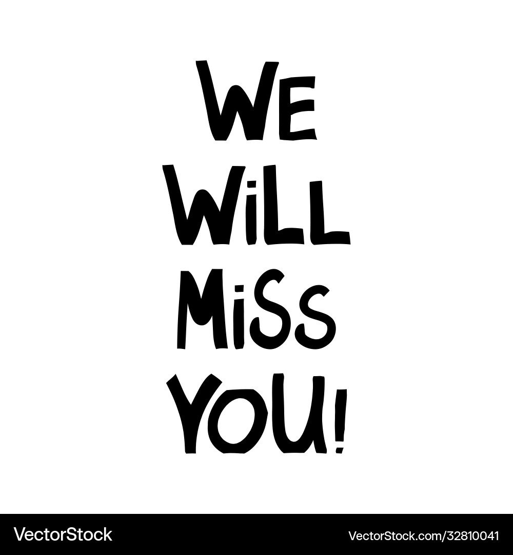 Cute Hand Drawn Miss You Lettering Royalty Free Vector Image
