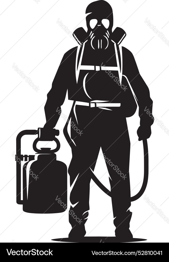 Fumeforce fumigating man emblem logo bugbuster Vector Image