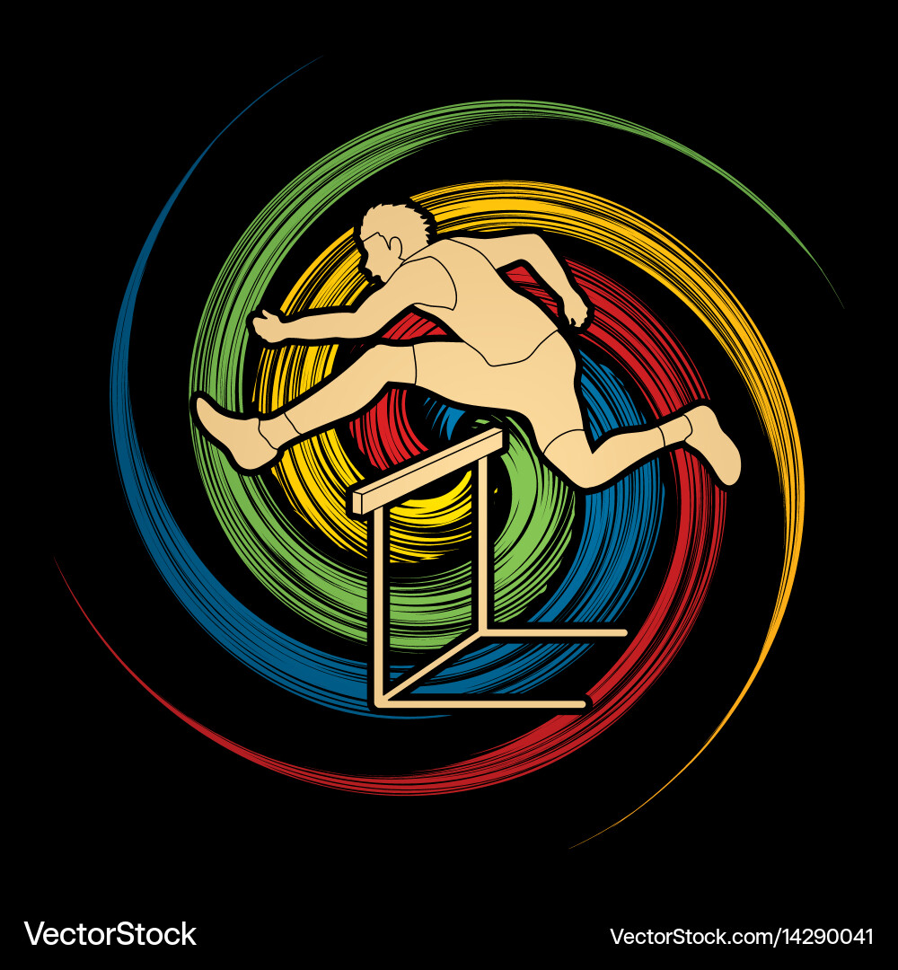 Hurdler hurdling sport running graphic Royalty Free Vector