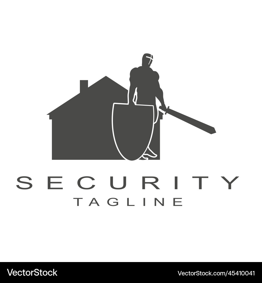 Knight with sword shield and house safety Vector Image