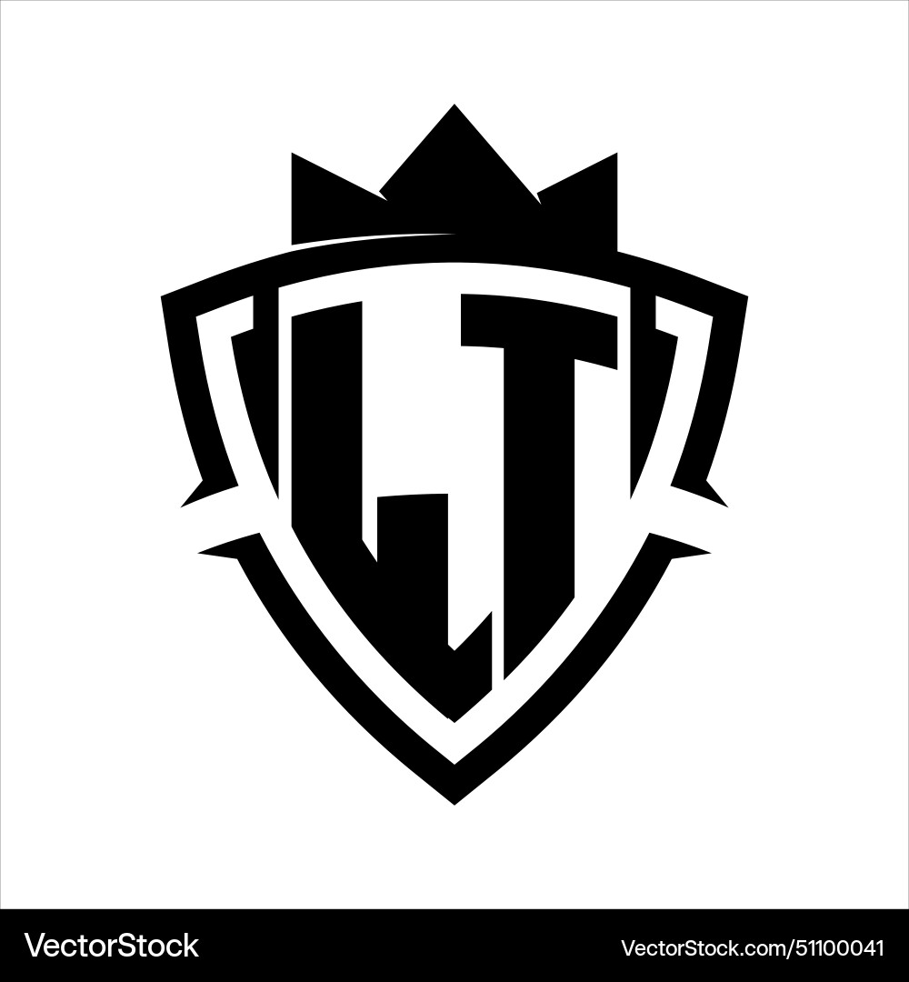 Lt letter bold monogram triangle curve shield Vector Image Lt letter bold monogram triangle curve shield Vector Image
