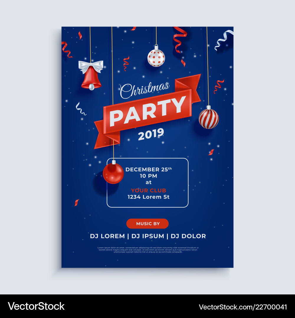 Merry christmas party layout poster template Vector Image