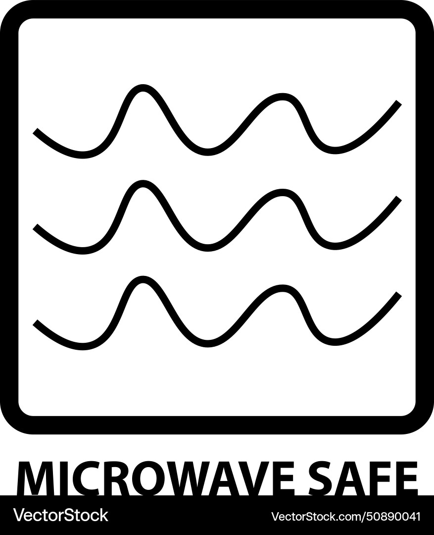 Microwave safe sign cooking microwave oven wave Vector Image