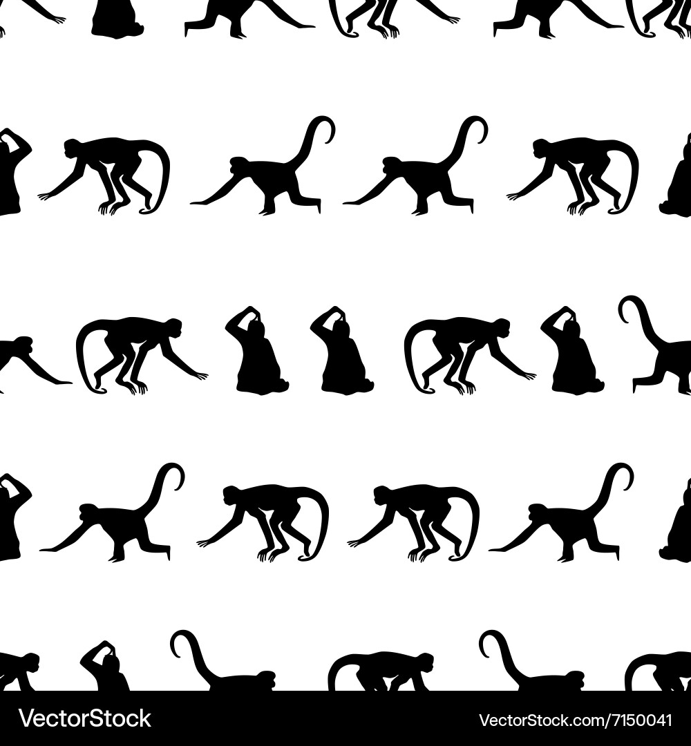 Monkey Shadow Silhouette Pattern Royalty Free Vector Image