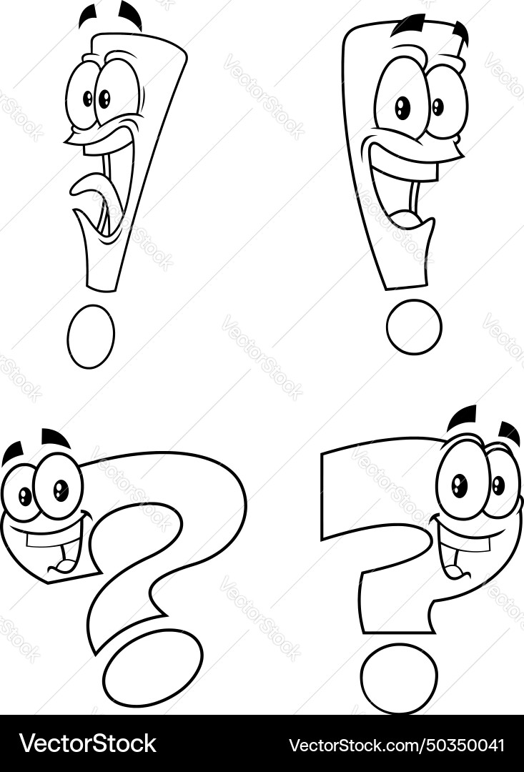 Outlined funny question mark cartoon characters Vector Image
