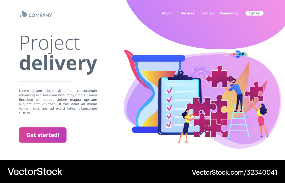 Project delivery concept landing page Royalty Free Vector