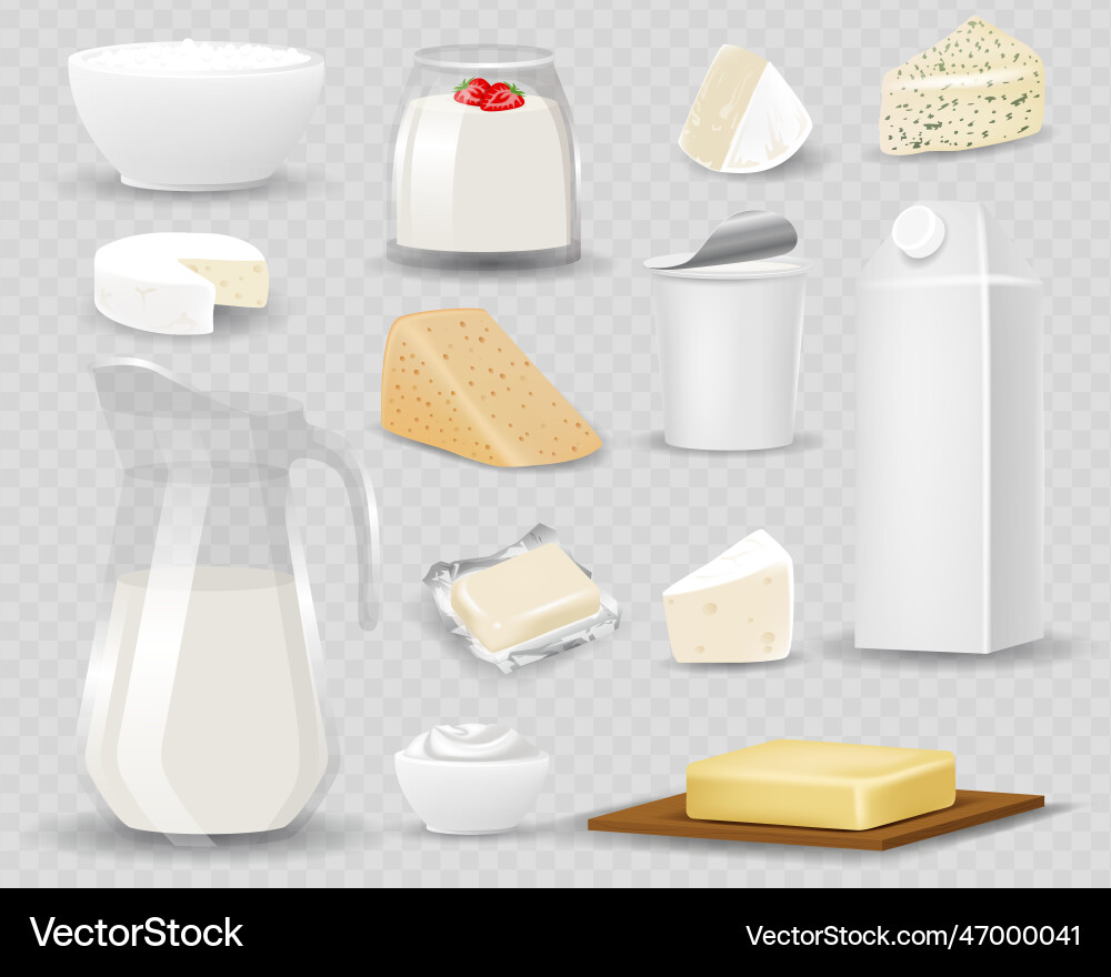 Realistic dairy products Royalty Free Vector Image