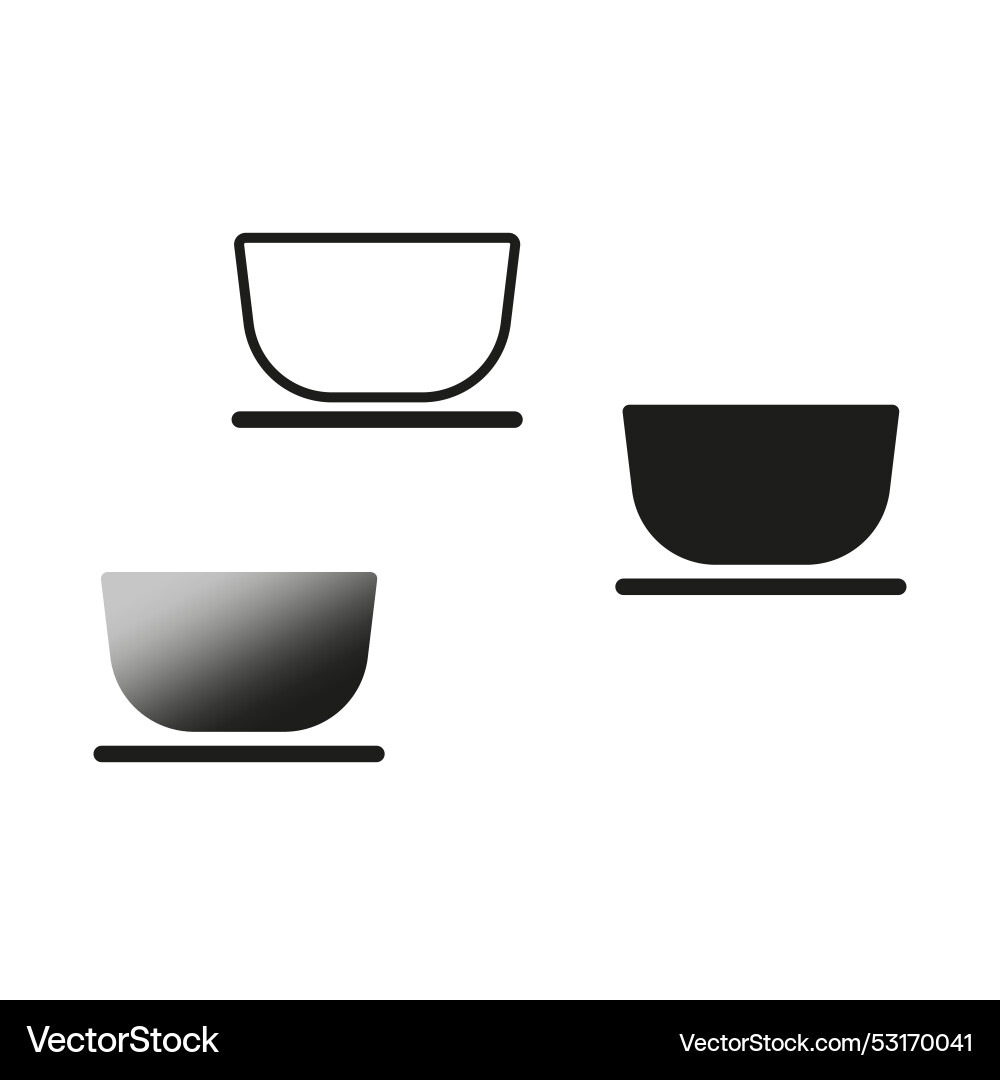 Simple bowl icons varied shading styles Royalty Free Vector