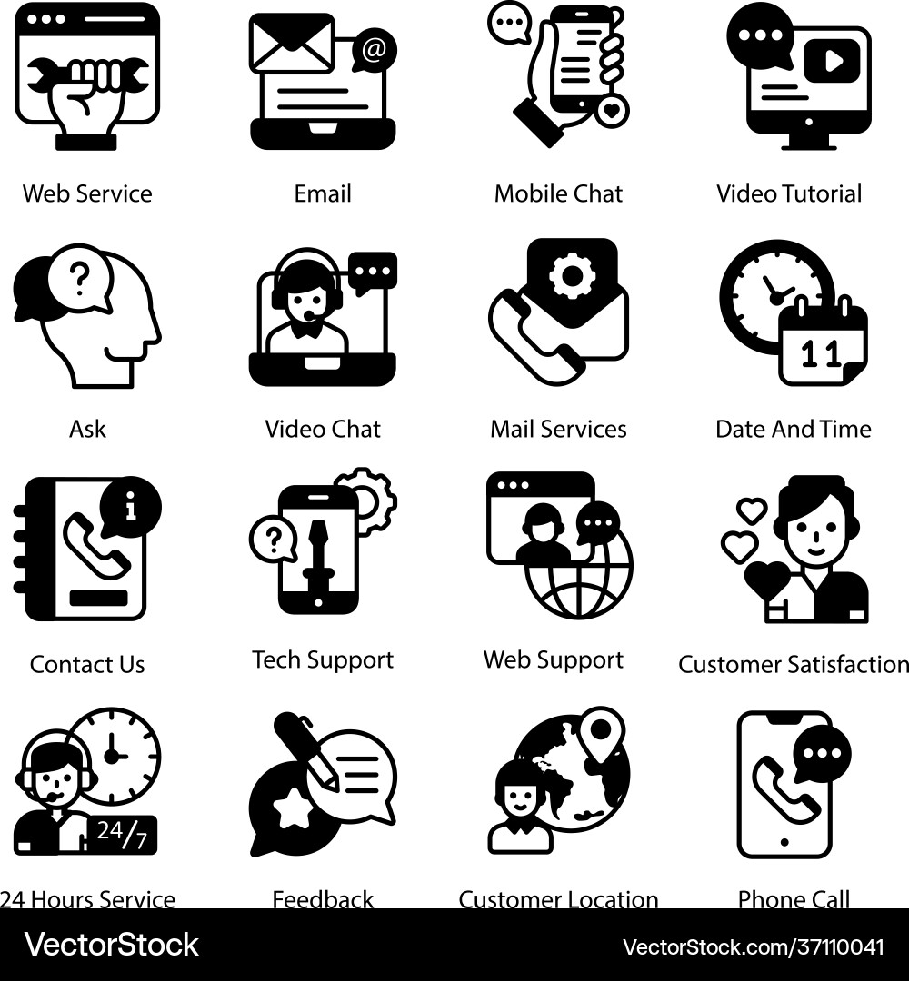 Technical services solid icons pack Royalty Free Vector