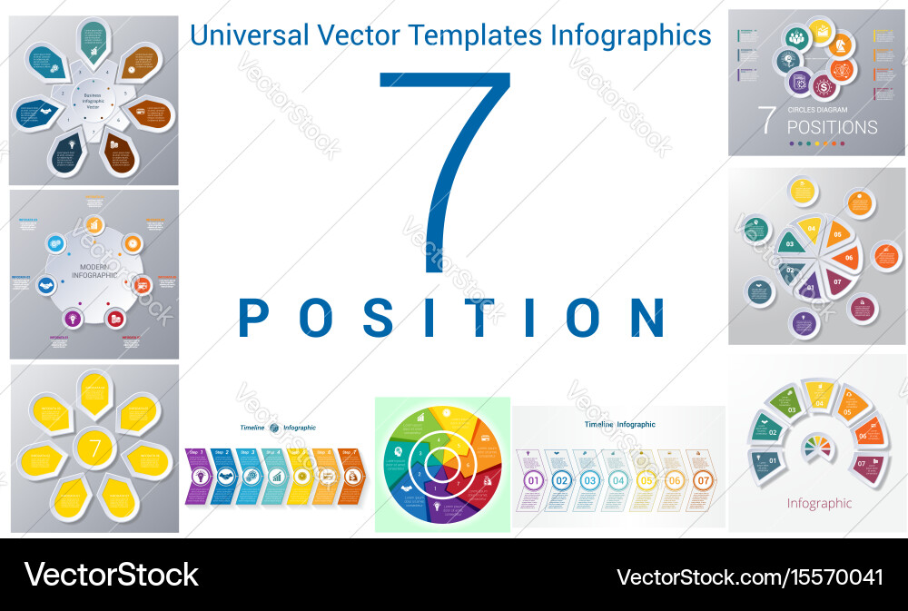 Universal templates set infographics 7 positions Vector Image