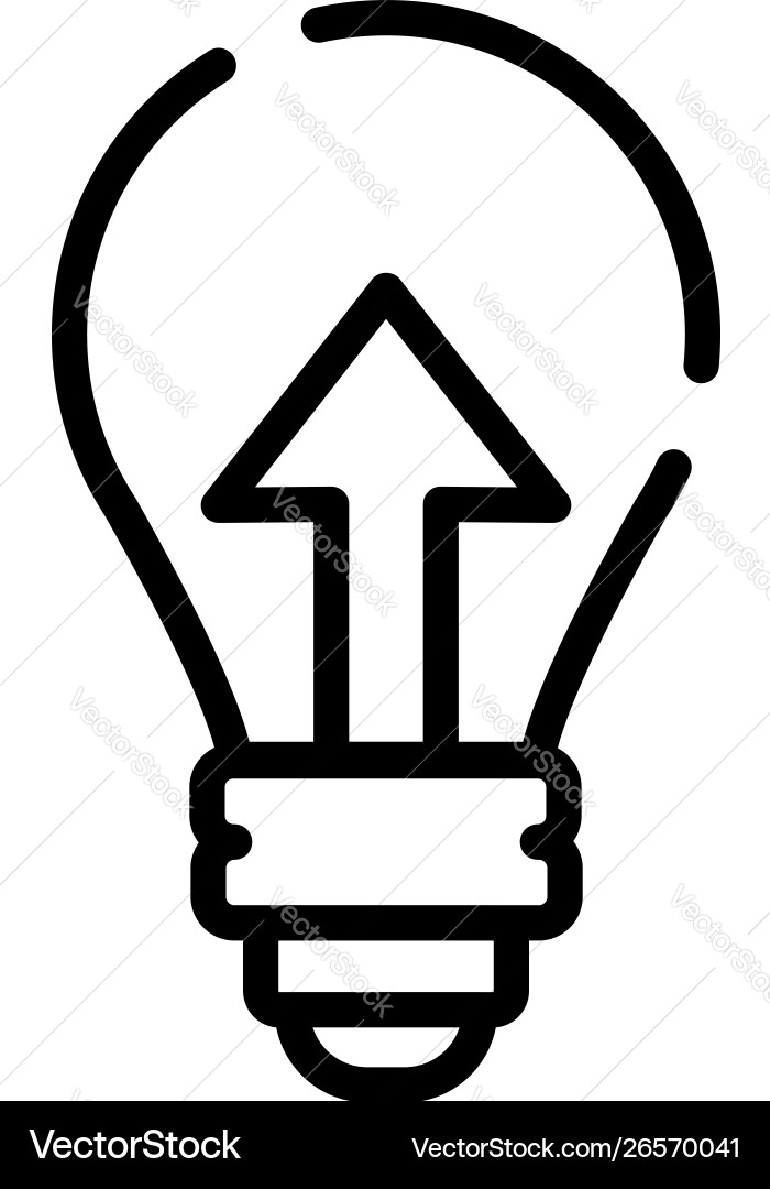 Up arrow in light bulb icon outline style Vector Image