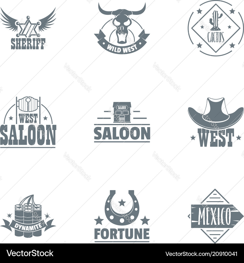 Wild west logo set simple style Royalty Free Vector Image