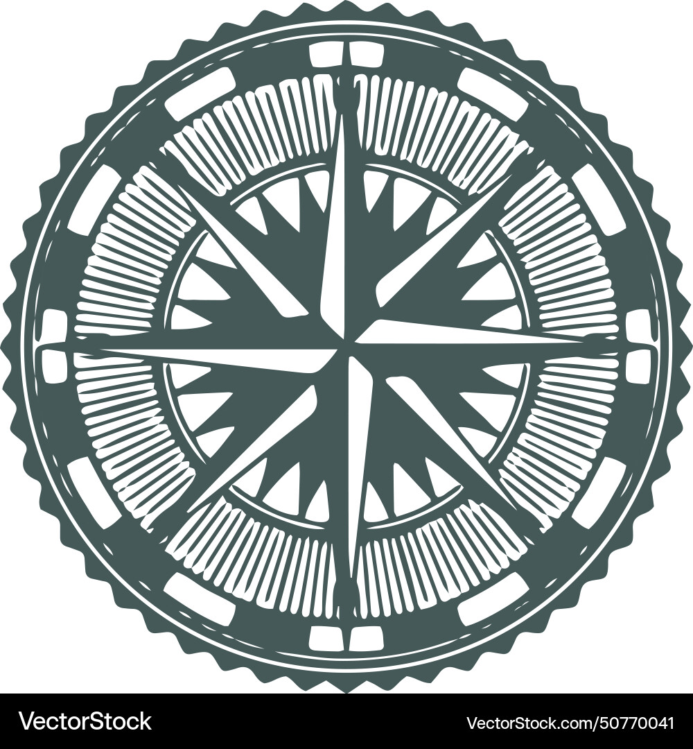 Wind rose stamp vintage navigation symbol map Vector Image