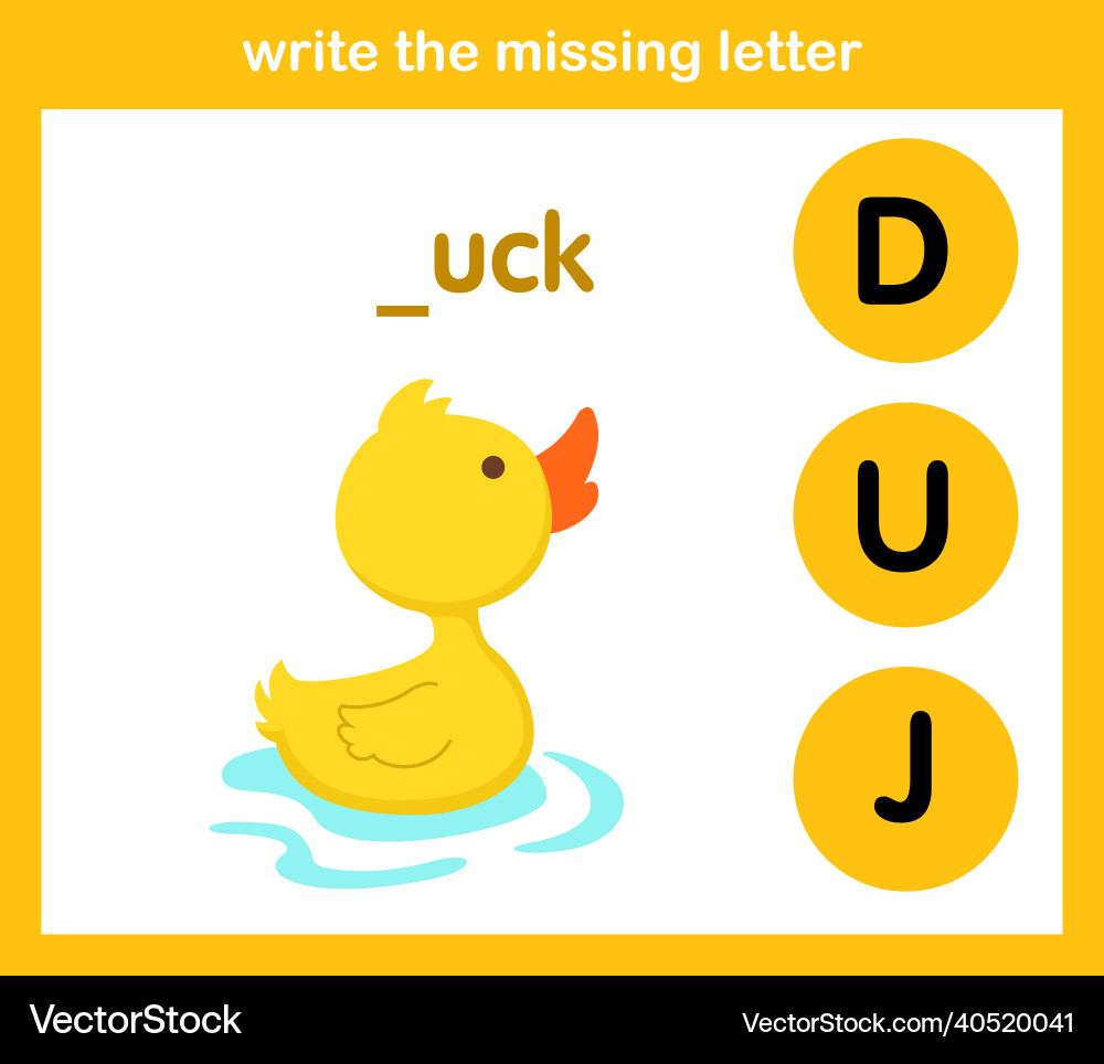 Write the missing letter Royalty Free Vector Image