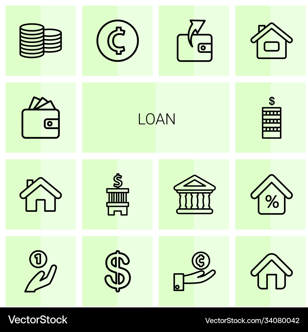 14 loan icons Royalty Free Vector Image - VectorStock