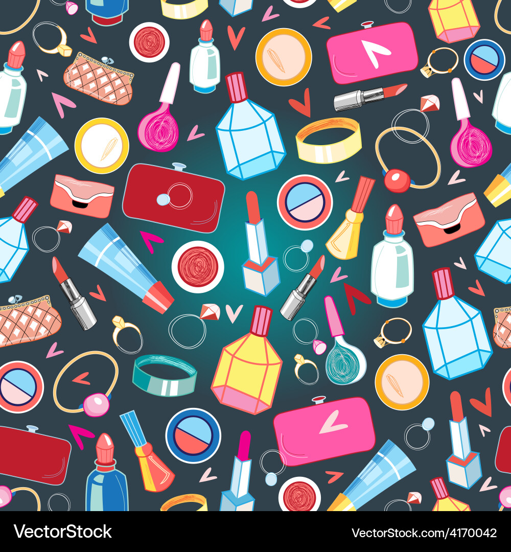 Beautiful pattern of rings and cosmetics Vector Image