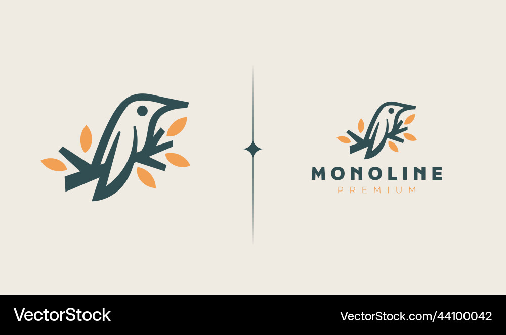Bird monoline logo template universal creative Vector Image