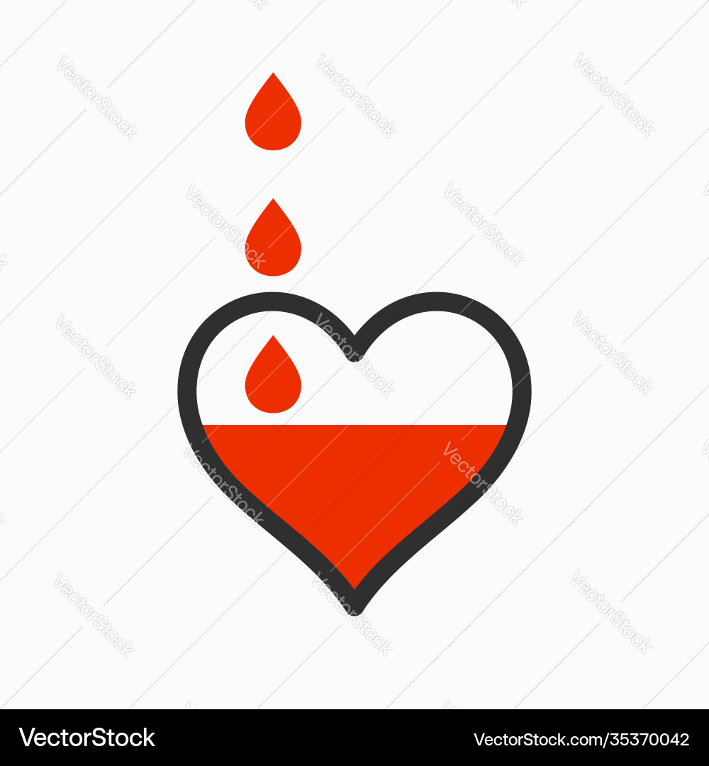 Blood drops get into heart Royalty Free Vector Image