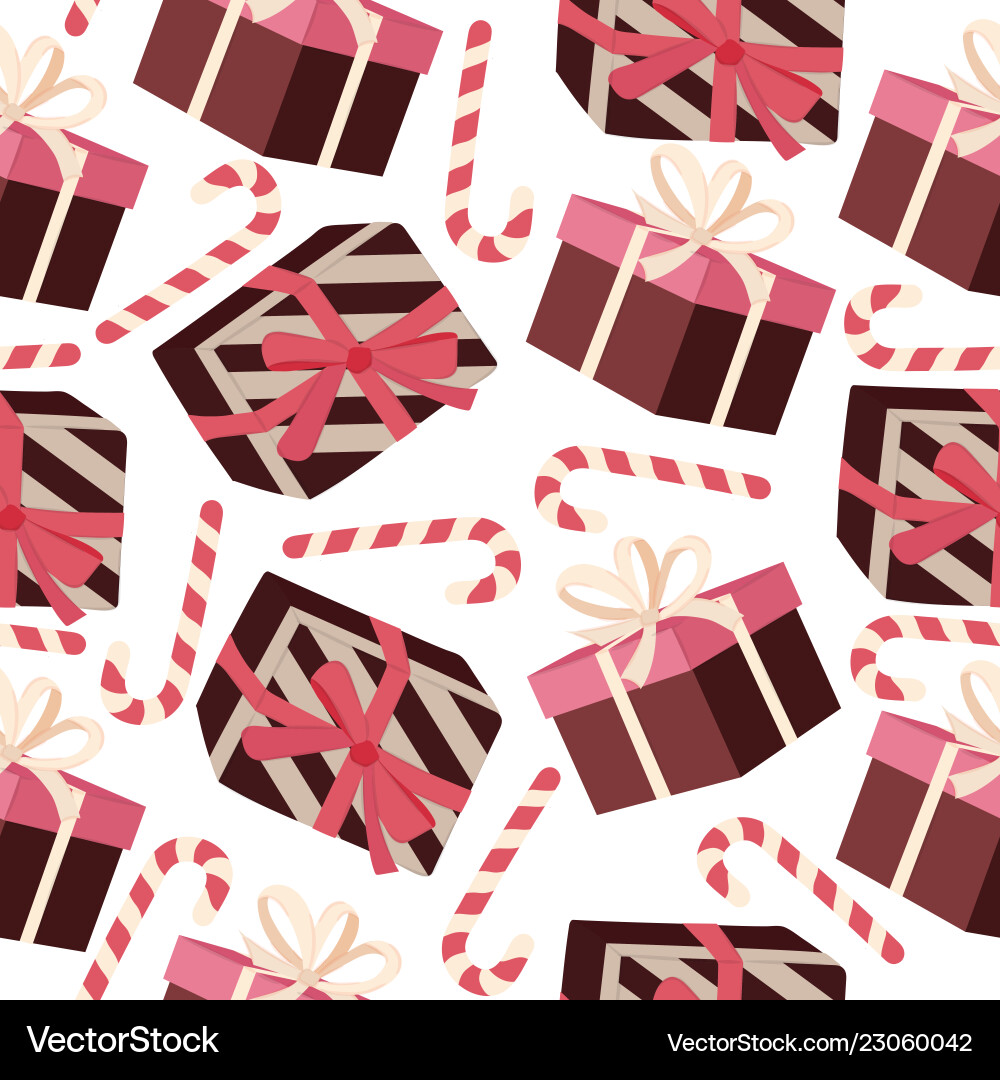 Christmas seamless pattern with gift boxes Vector Image