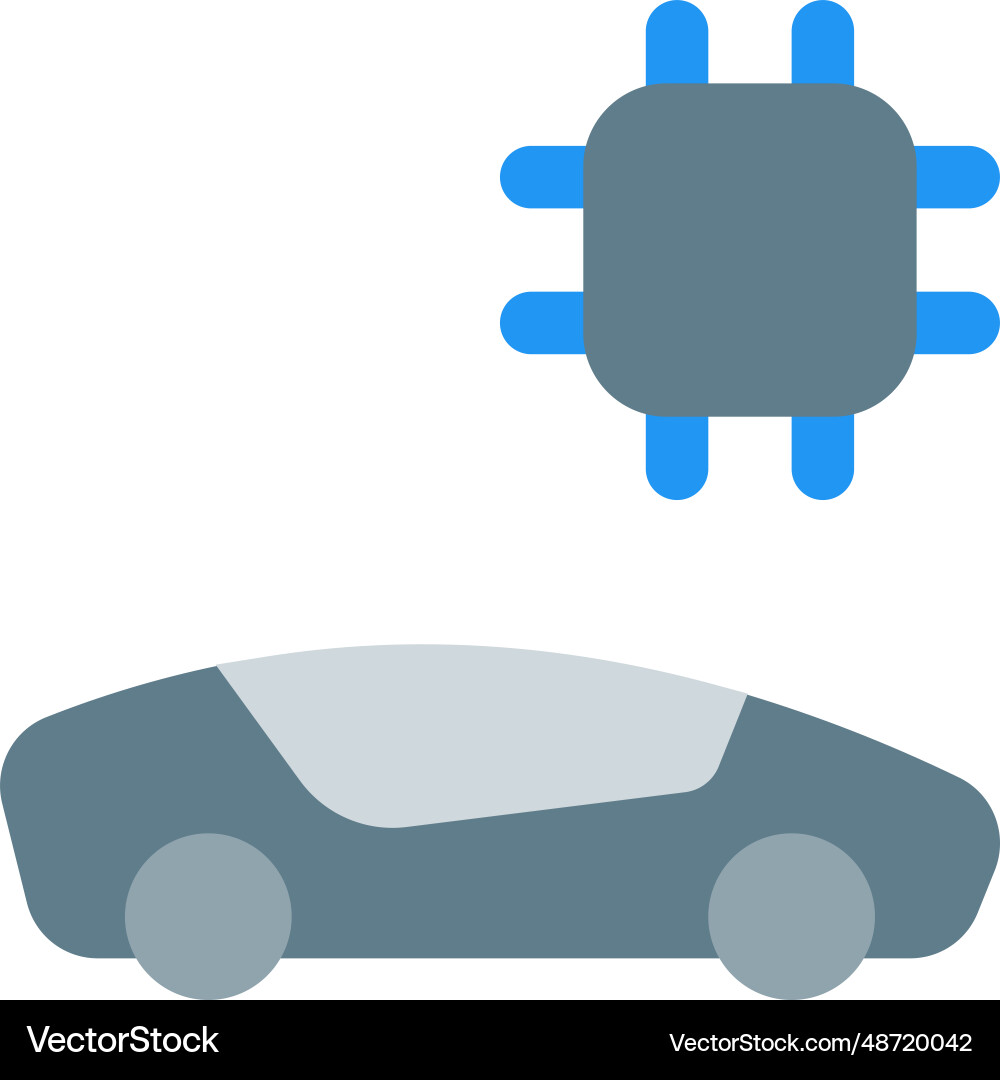 Ev car with microchip embedded isolated on white Vector Image