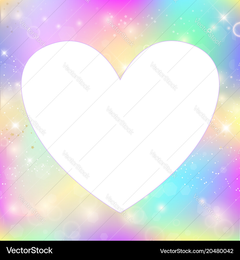 Heart frame magic background with rainbow mesh Vector Image