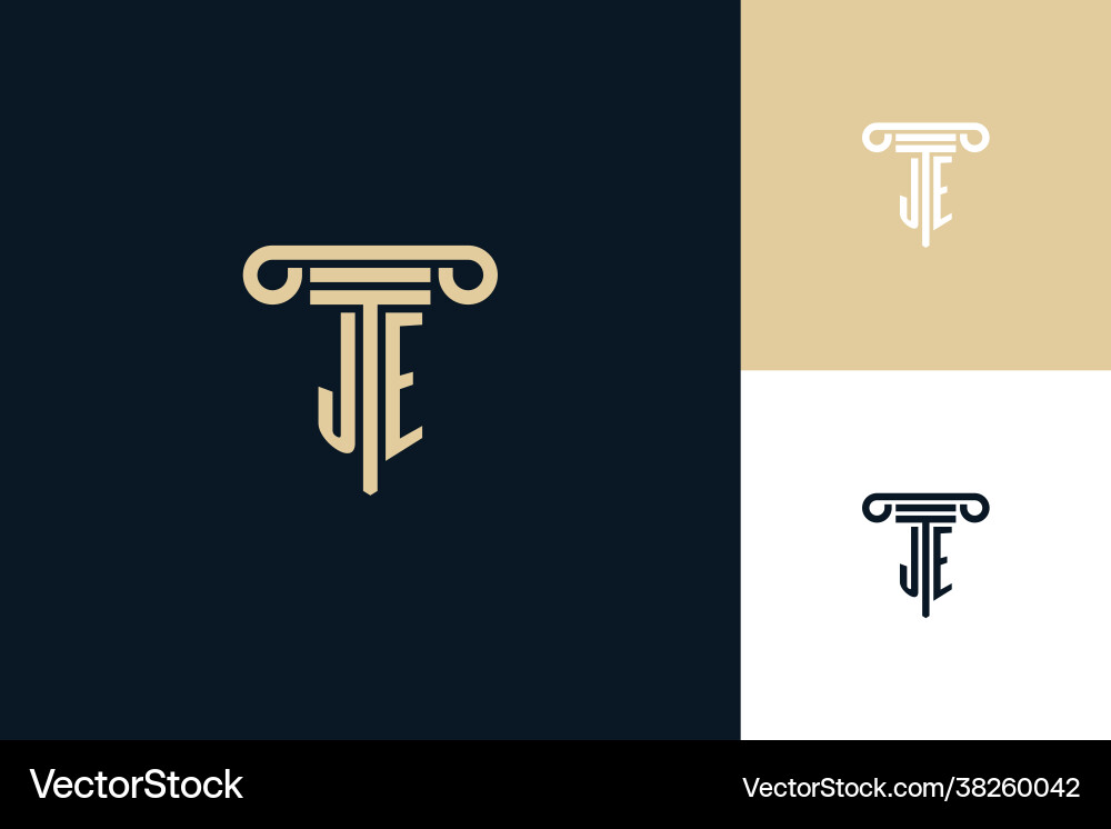 Je monogram initials design logo lawyer Royalty Free Vector