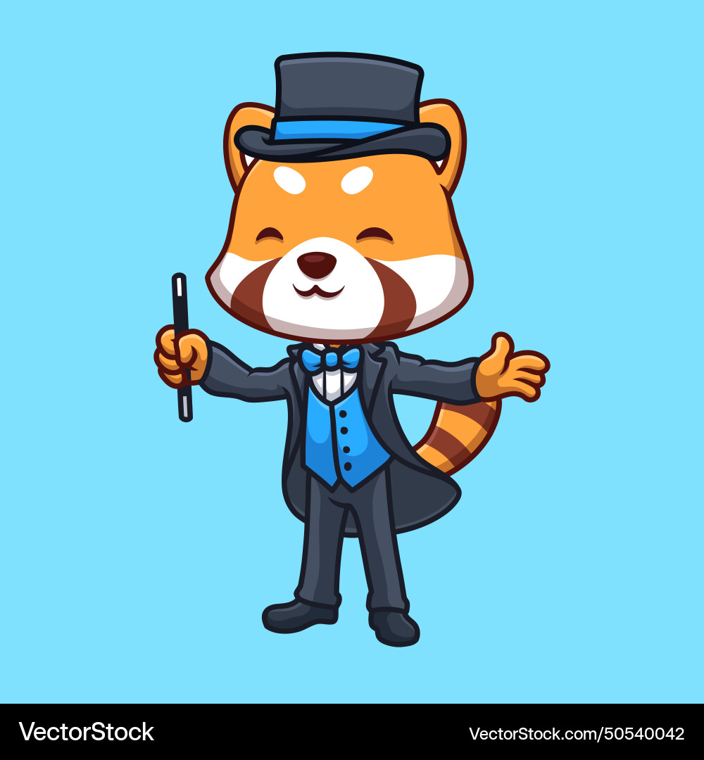 Magician red panda cute cartoon Royalty Free Vector Image