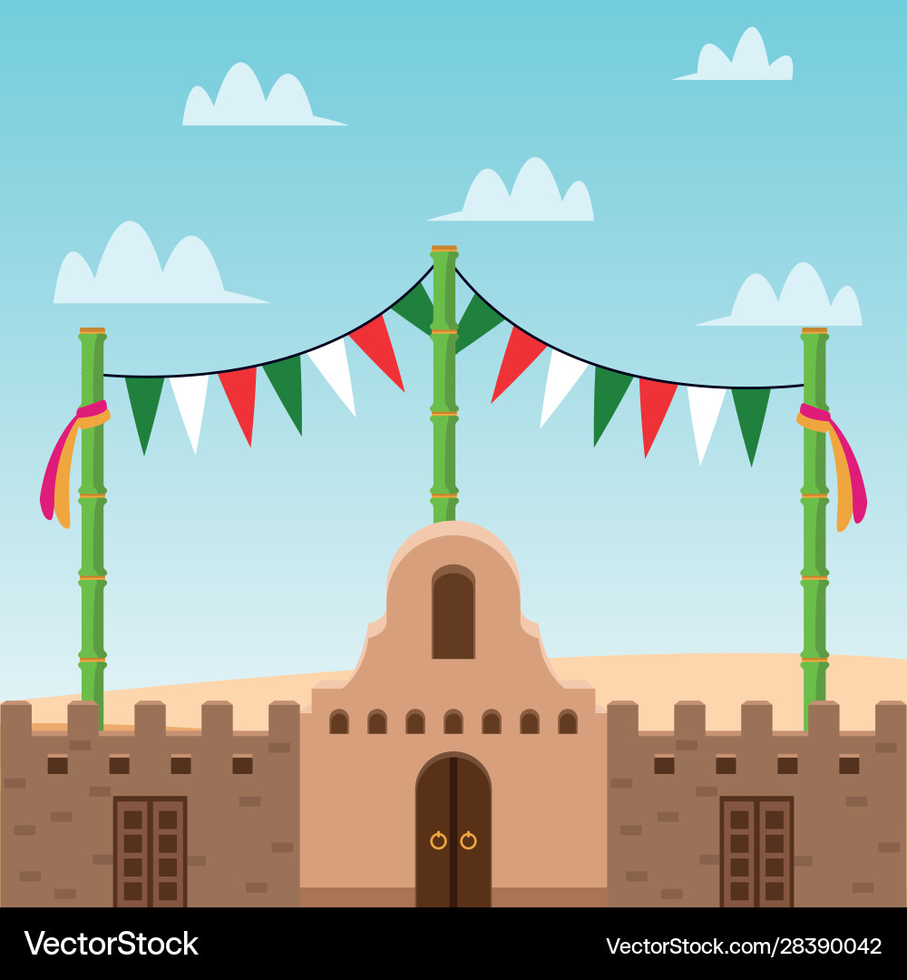 Mexican downtown and banner pennant design Vector Image